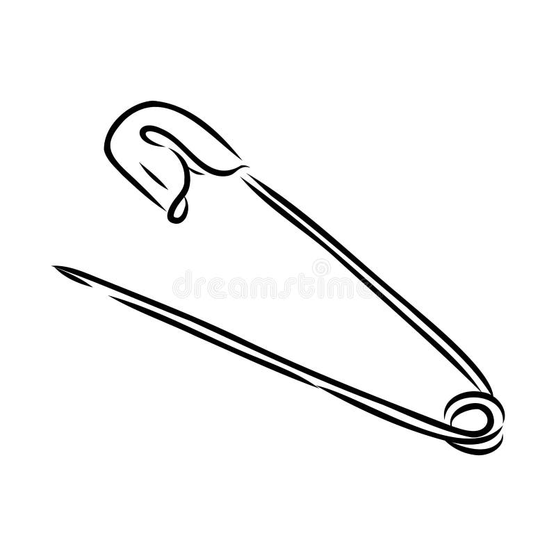 Clothes Safety Pin Hand Drawn Vector Illustration on White Background ...