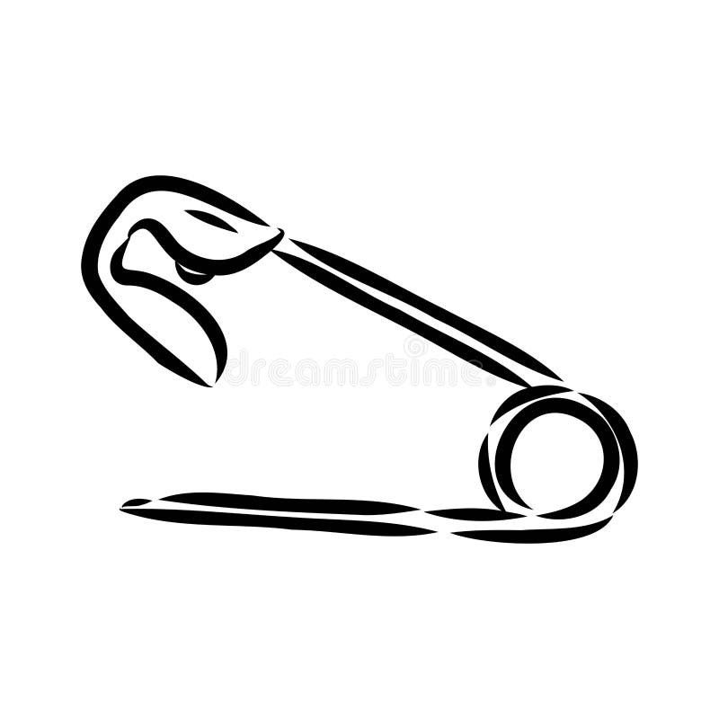 Clothes Safety Pin Hand Drawn Vector Illustration on White Background ...