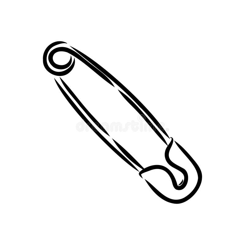 Clothes Safety Pin Hand Drawn Vector Illustration on White Background ...