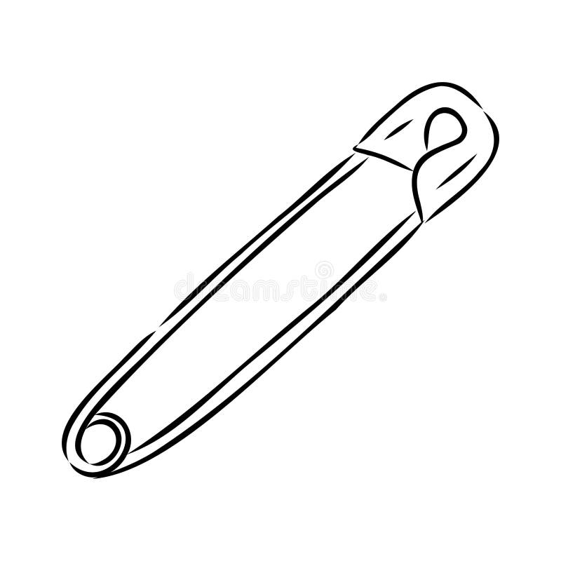 Clothes Safety Pin Hand Drawn Vector Illustration on White Background ...
