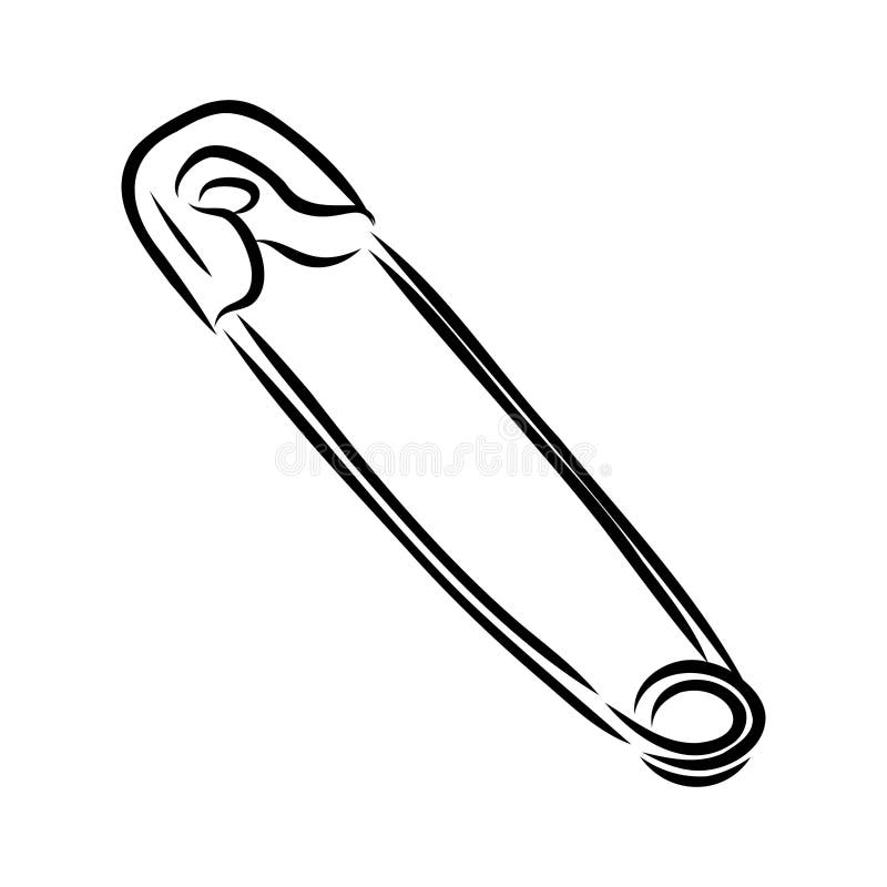 Clothes Safety Pin Hand Drawn Vector Illustration on White Background ...