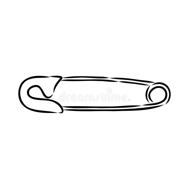 Clothes Safety Pin Hand Drawn Vector Illustration on White Background ...