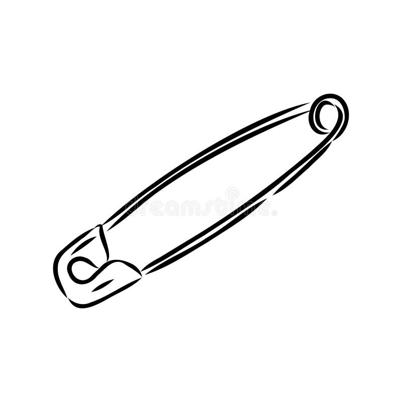 Clothes Safety Pin Hand Drawn Vector Illustration on White Background ...