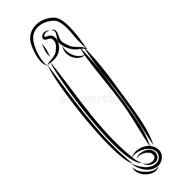 Clothes Safety Pin Hand Drawn Vector Illustration on White Background ...