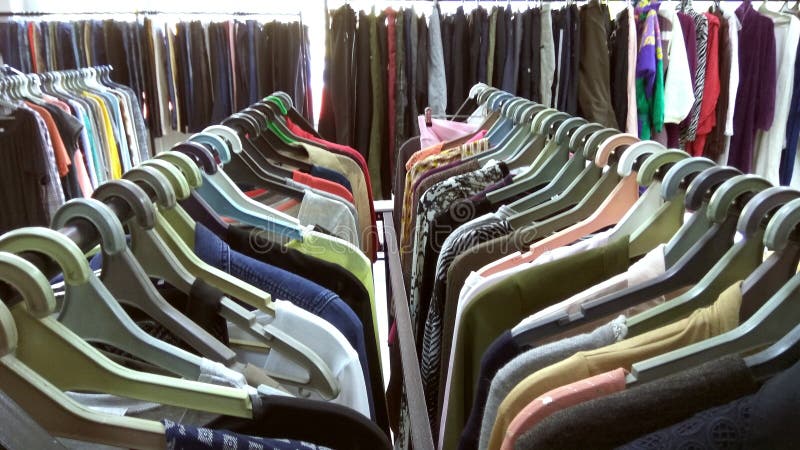 Clothes in a Second-hand Store. Stock Image - Image of beauty ...