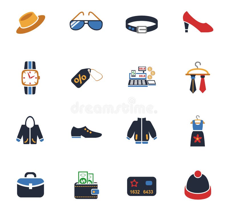 Clothes shop icon set stock vector. Illustration of icon - 88089583