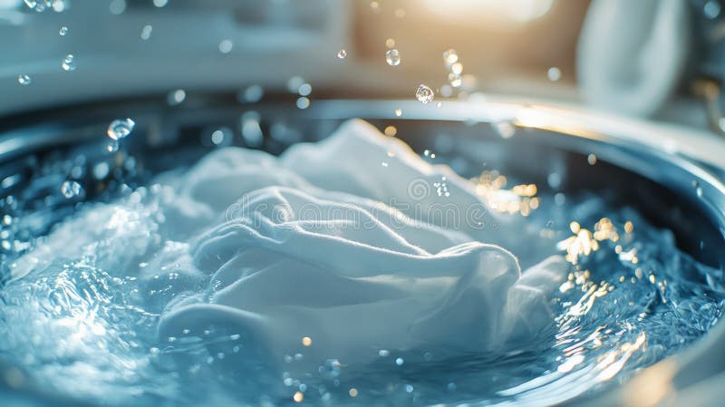 Clothes Spinning in a Washing Machine with Water Splashing. Stock Image ...