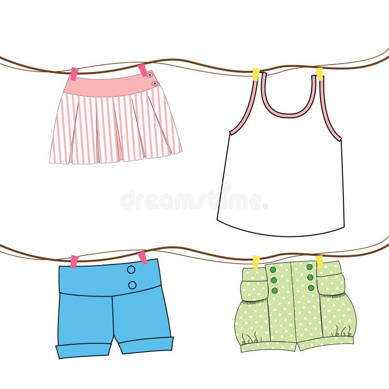 Clothes on String. Vector Illustration Decorative Design Stock Vector ...