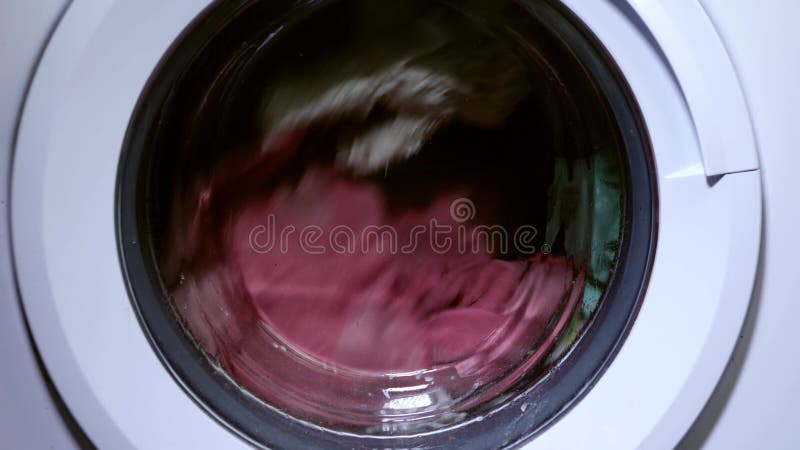 Clothes Turn in the Washing Machine Medium Shot Stock Footage - Video ...