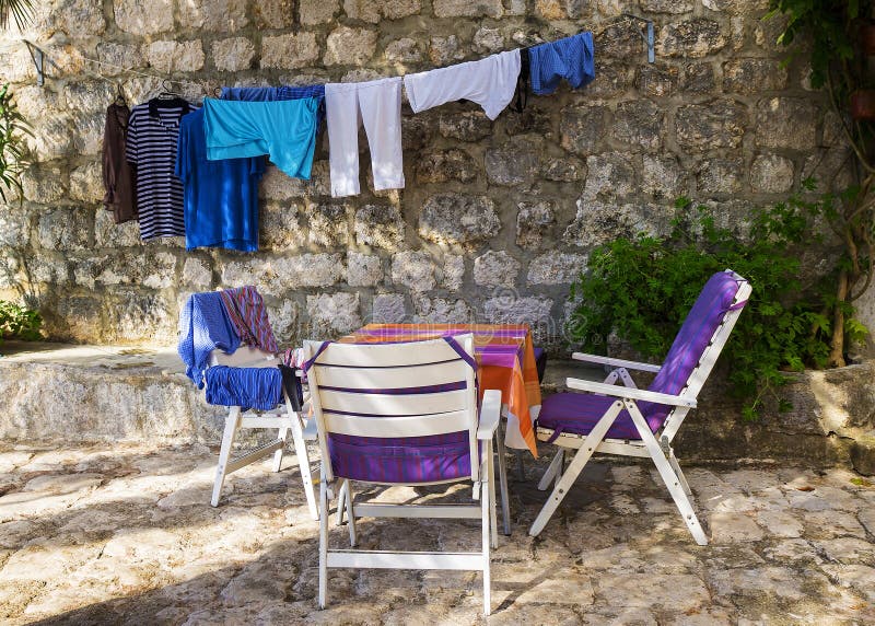 Clothes after Washing and the Table Stock Photo - Image of green ...