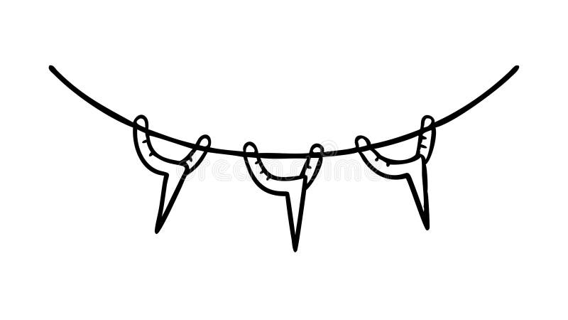 Clothesline with Drying Laundry Outline Icon Vector Illustration ...