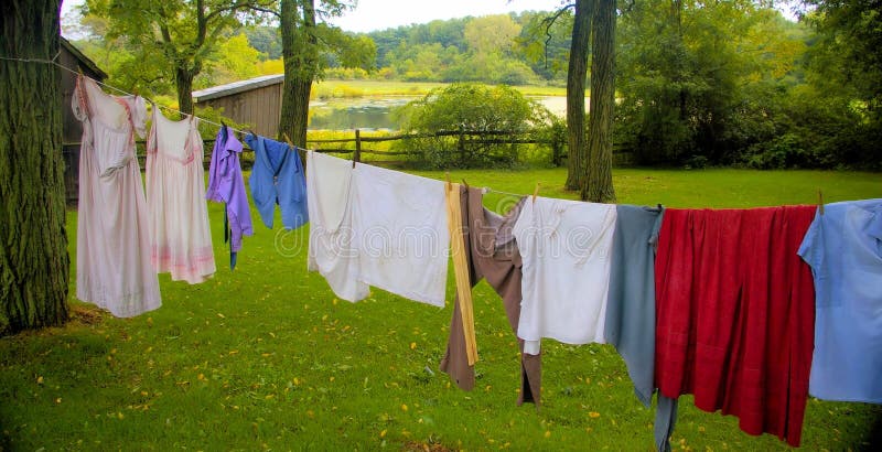 Clothesline on an old farm stock image. Image of clothespin - 16382413