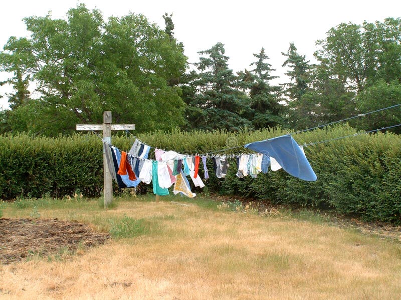 Clothesline on an old farm stock photo. Image of dress - 7874454