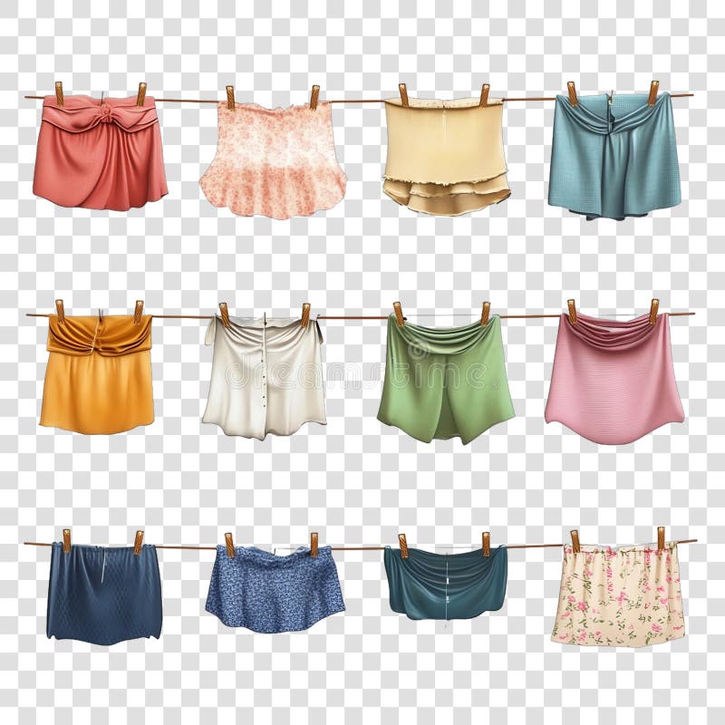 Clothesline set stock photo. Illustration of chair, aigenerated - 341513330