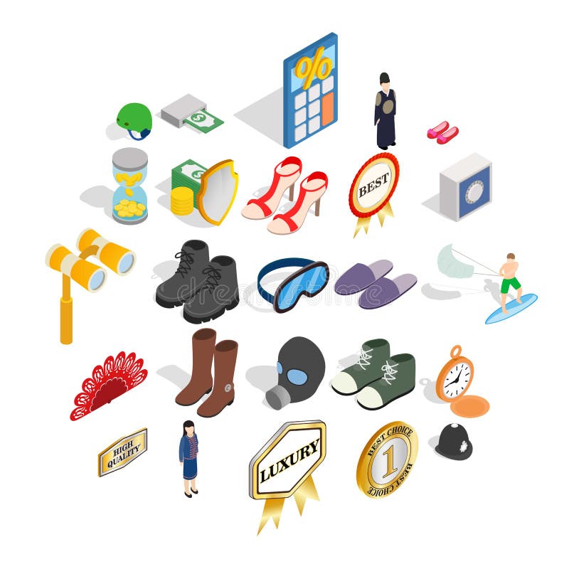 Clothing Accessories Icons Set, Isometric Style Stock Vector ...