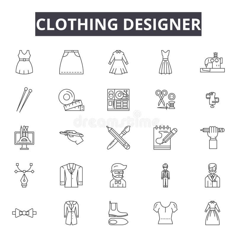Clothing Designer Line Icons, Signs, Vector Set, Outline Illustration ... Clothing Designer Line Icons, Signs, Vector Set, Outline Illustration ...