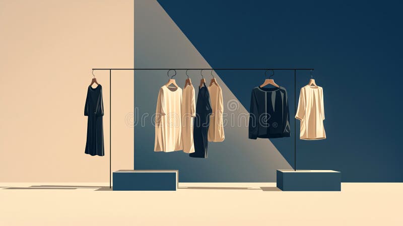 Clothing Display on Simple Rack Stock Illustration - Illustration of ...