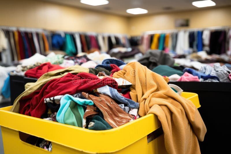 Clothing Donation Bin Filled with Clothes Stock Photo - Image of ...