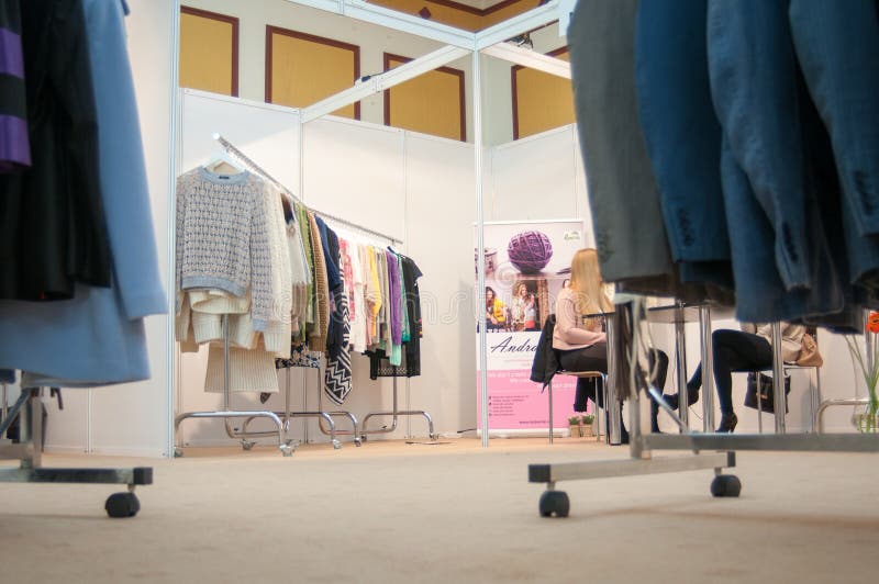 Clothing fair editorial photography. Image of sizes, hall - 65832147