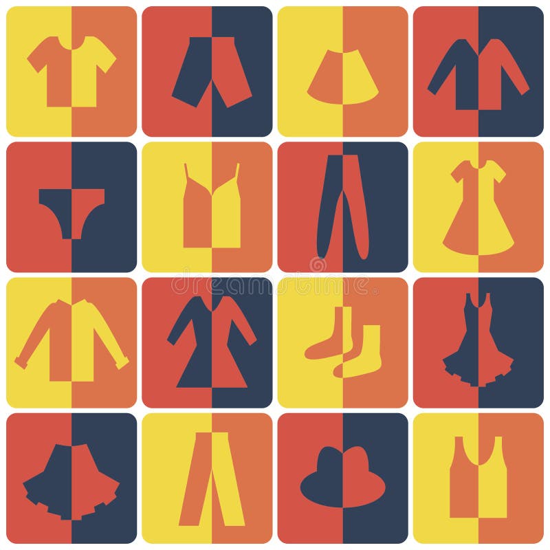 Clothing Icons Set with Shadows Half Stock Vector - Illustration of ...