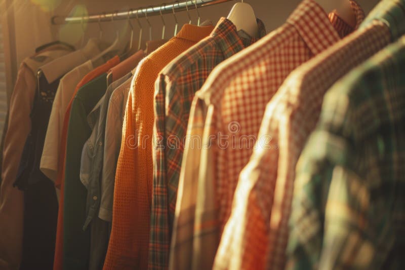 Clothing Items Hung on a Rack, Ideal for Illustration or Graphic Use ...