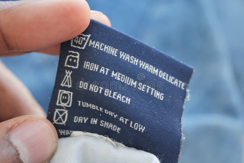 Clothing Label with Care Symbols on a Cloth Stock Image - Image of shop ...