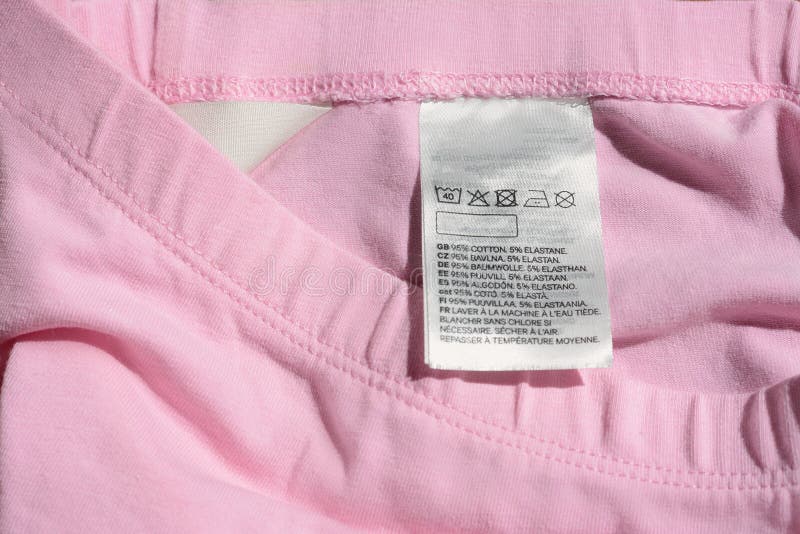 Clothing Label on Pink Garment, Top View Stock Photo - Image of garment ...