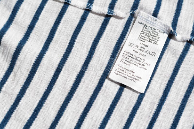 Clothing Label on Striped Garment, Top View Stock Image - Image of ...