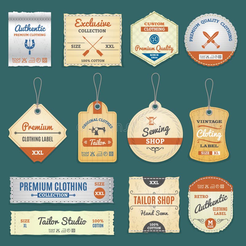 Clothing labels set stock vector. Illustration of clothe - 209536724
