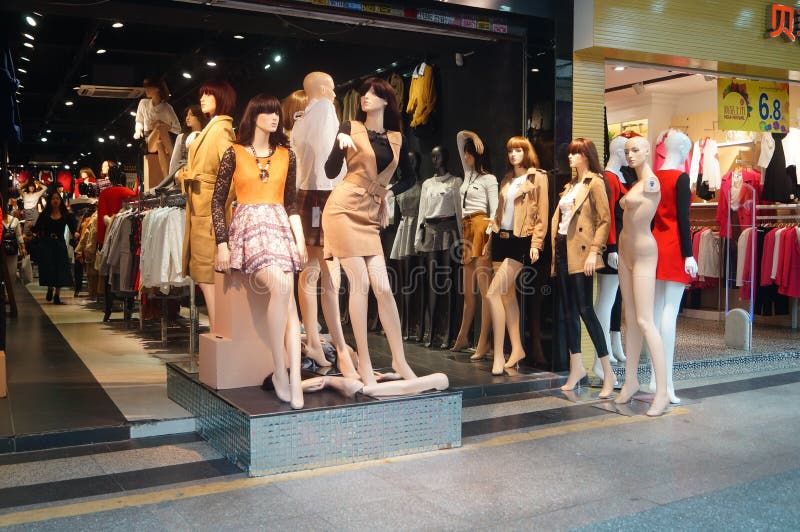 Plastic Models for Women`s Clothing, in Front of the Clothing Store ...