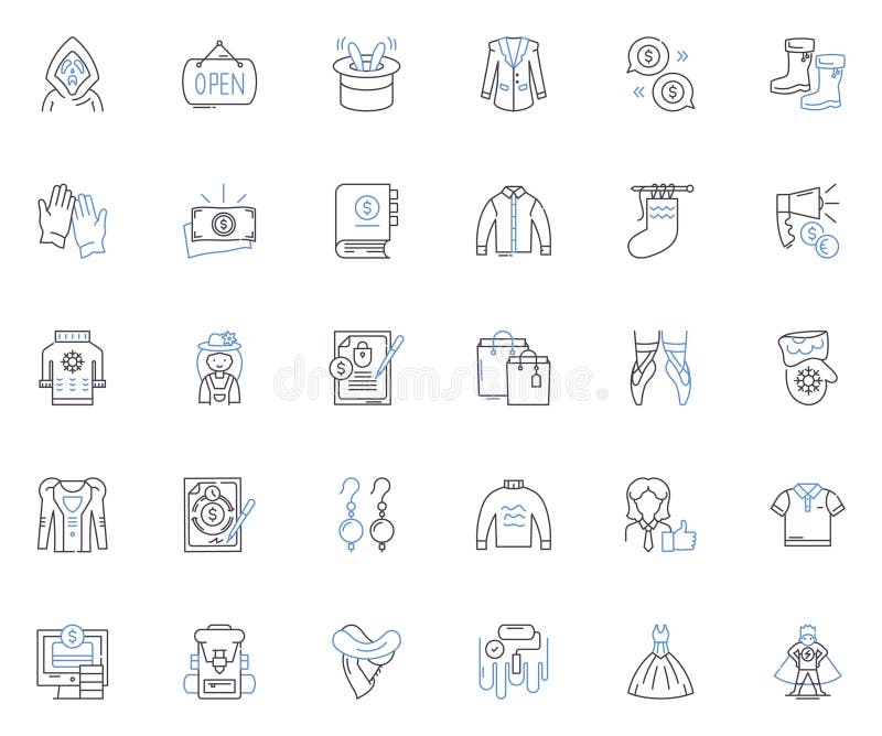 Clothing Production Line Icons Collection Fabric Sewing Textile