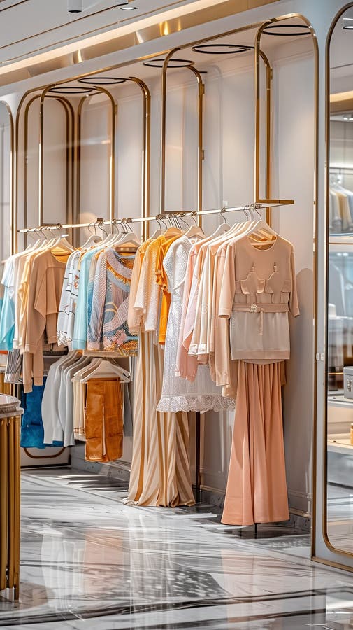 Clothing Rack Filled with Neutral-colored Garments. the Simple ...