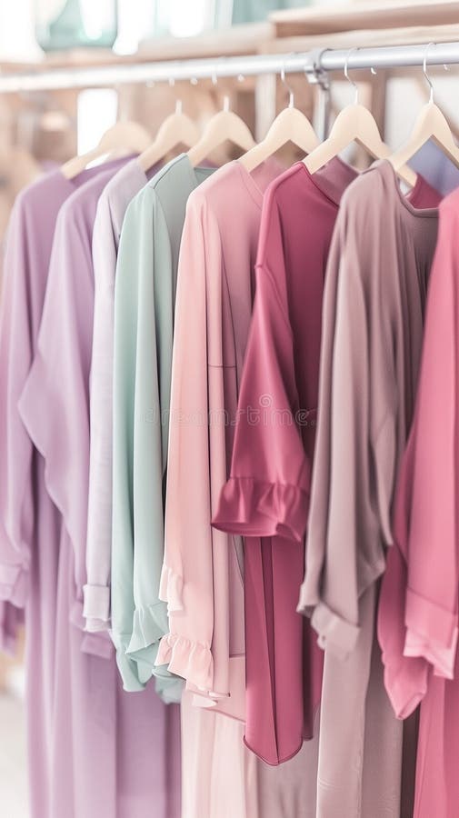 Clothing Rack Filled with Neutral-colored Garments. the Simple ...