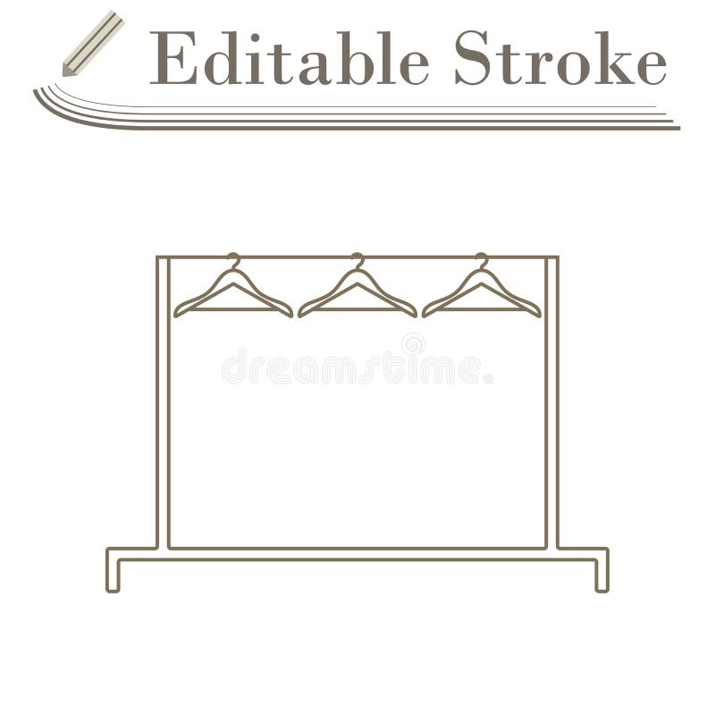 Clothing Rail with Hangers. Editable Thin Stroke Clothes Rack Icon ...