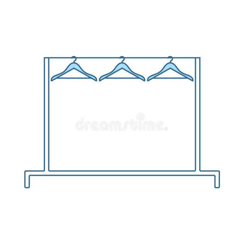 Clothing Rail with Hangers. Editable Thin Stroke Clothes Rack Icon ...