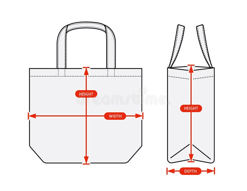 Clothing Size Chart Vector Illustration Tote Bag Stock Vector ...