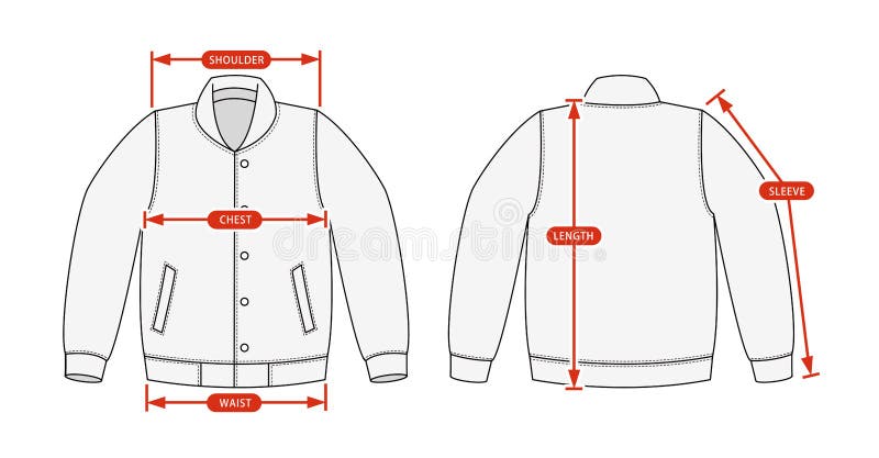 Clothing Size Chart Vector Illustration Varsity Jacket Stock Vector ...