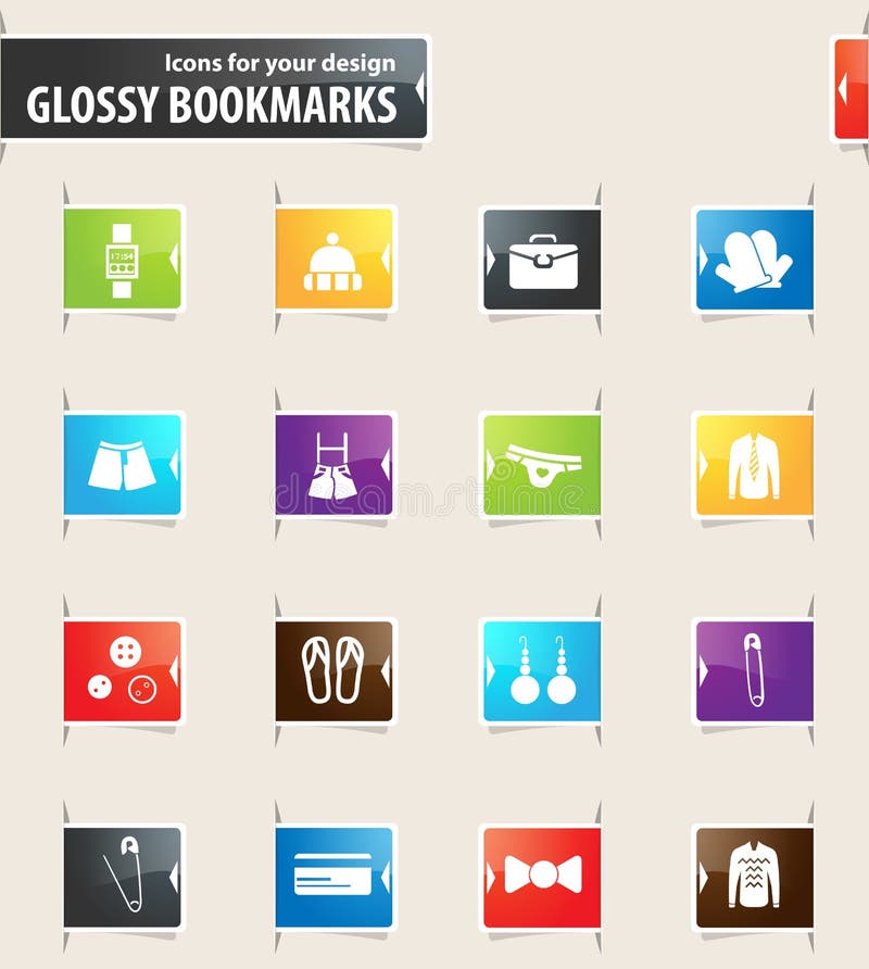 Clothing Store Bookmark Icons Stock Vector - Illustration of buttons ...
