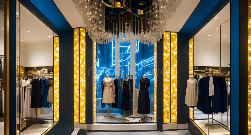 A Clothing Store with a Chandelier Hanging from the Ceiling Created ...