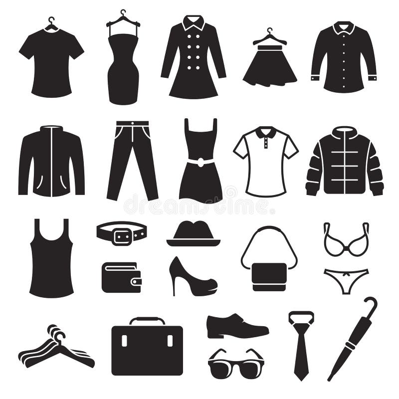 Clothing icons set 2 stock vector. Illustration of clothing - 28827619