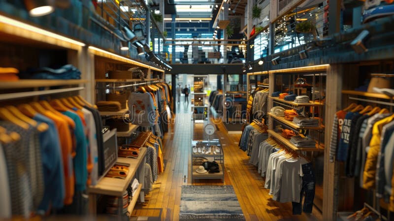 A Clothing Store with Many Shelves Stocked with Various Items, Perfect ...