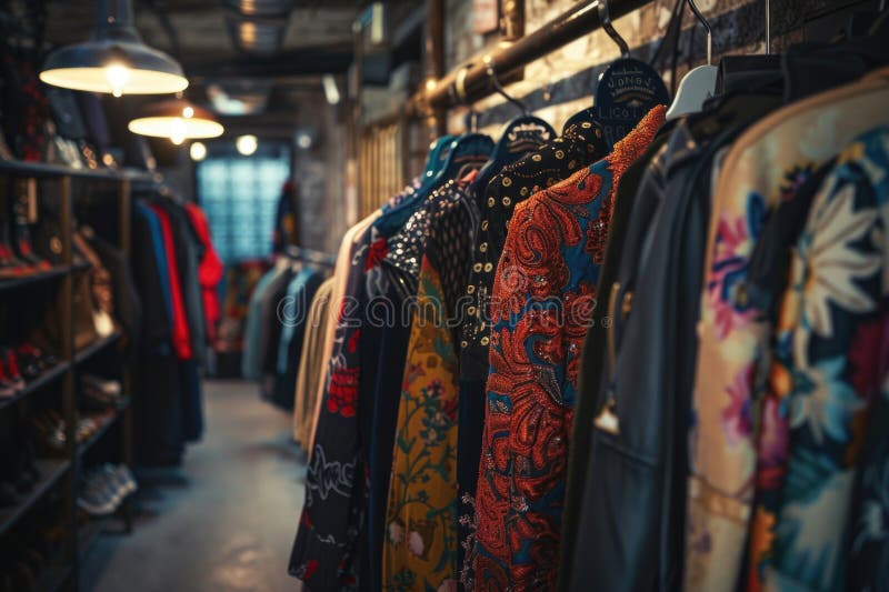 A Clothing Store with a Variety of Clothes on Display. the Store is ...