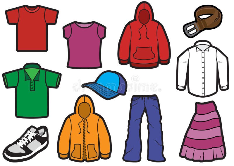 Clothing Symbol Set with Bold Outlines Stock Illustration ...