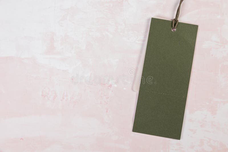 Clothing Tag, Label Blank Mockup Template on a Marble Pink Table Stock ...
