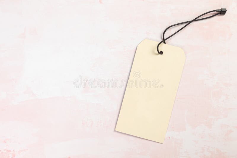 Clothing Tag, Label Blank Mockup Template on a Marble Pink Table Stock ...