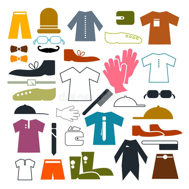 Clothing Vector Icons Set stock vector. Illustration of jacket - 42478477