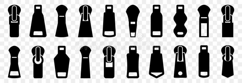 Clothing Zipper Pull Icon Collection. Set of Puller Icons. Pull Zipper ...