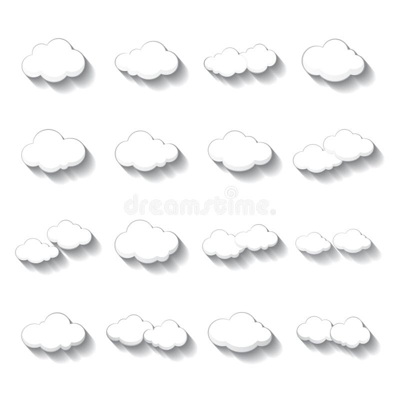 Set of Cloud Icons, Cloud Shapes Collection, Vector Illustration. Stock ...