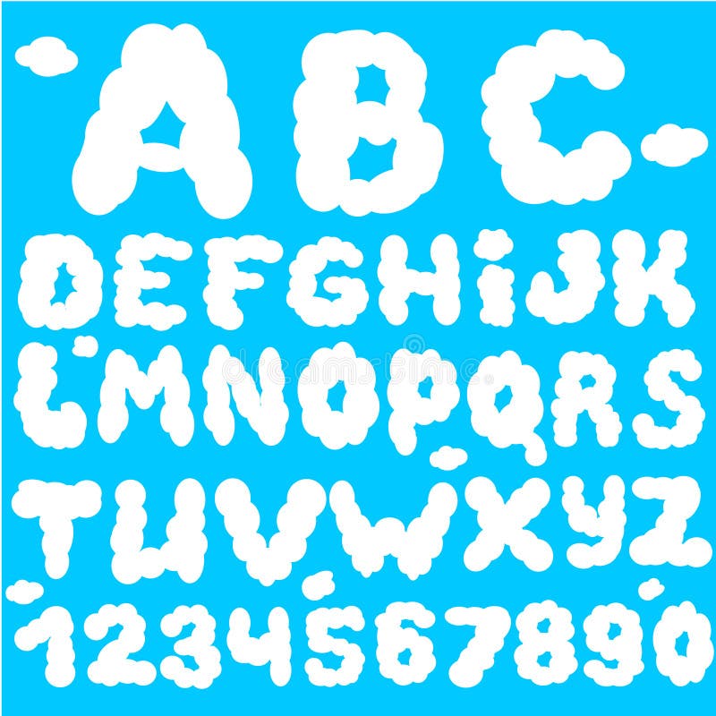 Doodle cloud font stock vector. Illustration of english - 66828237