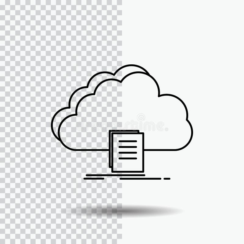 Cloud, Access, Document, File, Download Line Icon on Transparent ...